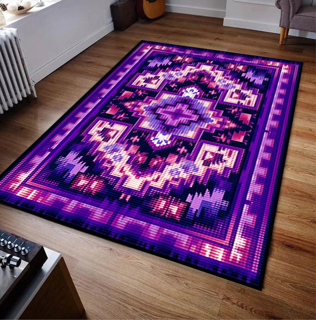 8 Bit Pixel Art Design Rugpurple Rug Design Rugcolorfull - Etsy