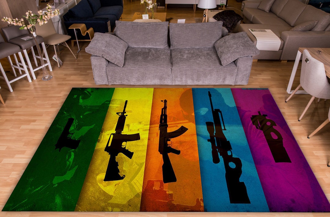 Colorfull Vectoral Design Rug, Guns Rug, M4A1S Rifle Rug, AK-47 Rifle ...