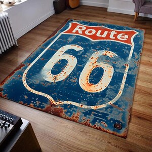 Route 66 Rug, Retro Route 66 Rug, America's Main Street Historic Route ...
