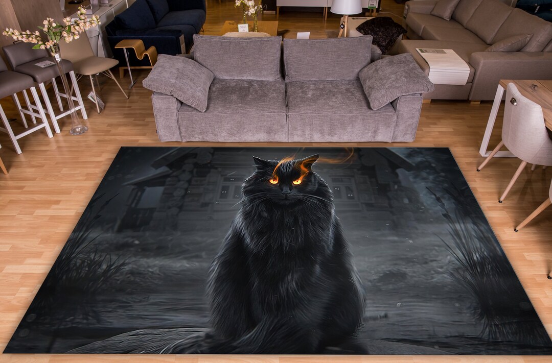 Cat Rug,black Cat Rug, Vectoral Design Rug, Black Cat , Cool Rug, for ...