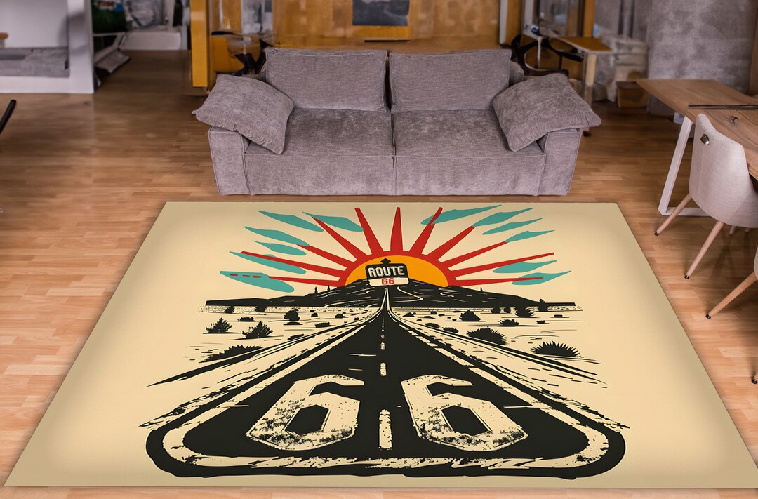 Route 66 Rug, Retro Route 66 Rug, America's Main Street Historic Route ...