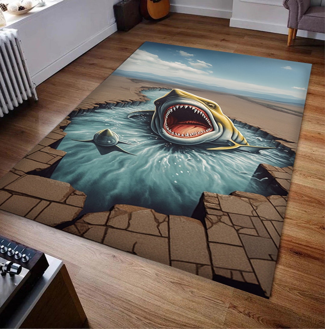 3D Rug, 3D Shark Design, Deep Hole Rug, 3D Huge Crack, Illusion Rug ...