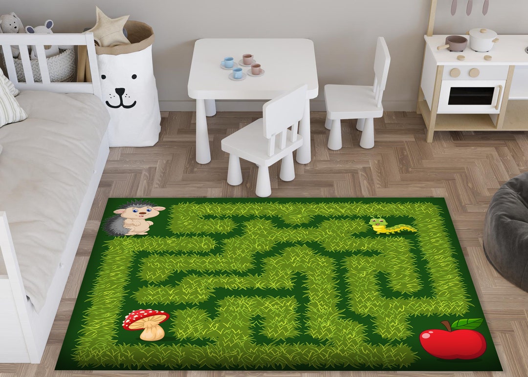City Labyrinth Rug,road Playmat for Kids Room,labyrinth Non Slip ...
