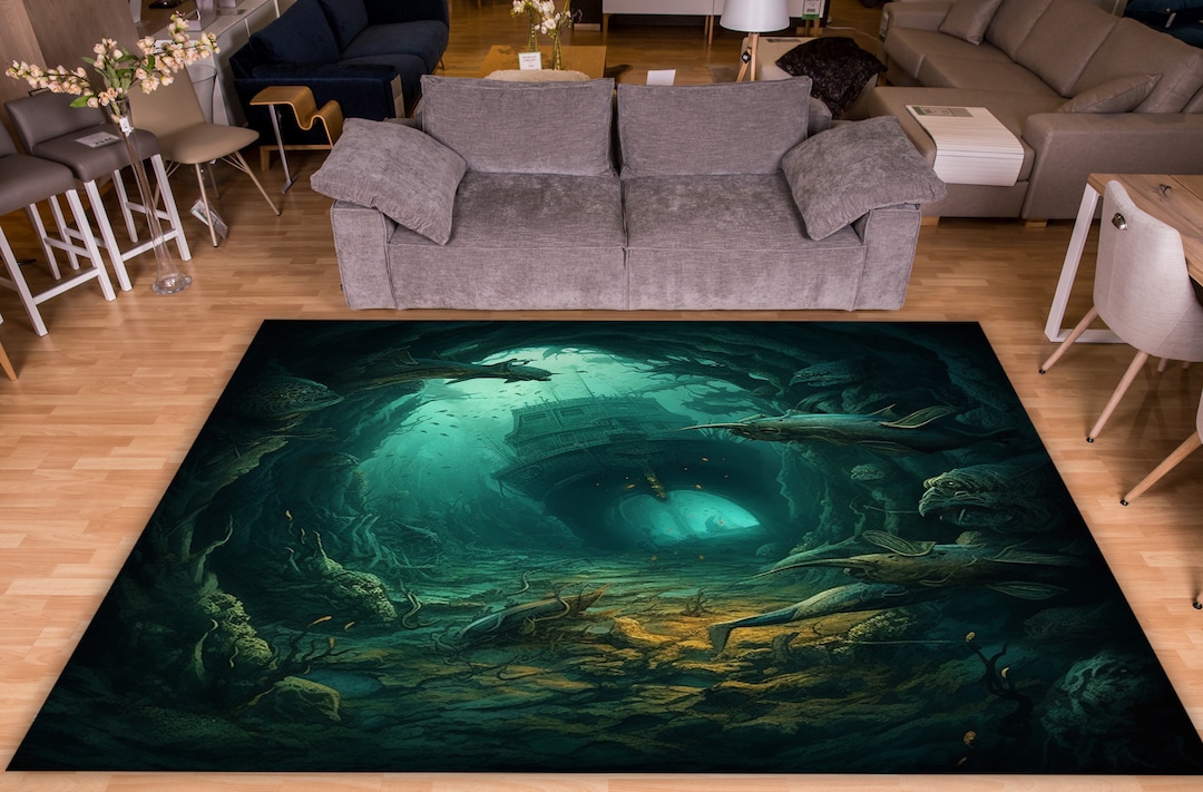 Sunken Ship Rug ,death Rug,bottom of the Sea,sea Rug,gift for Her,round ...
