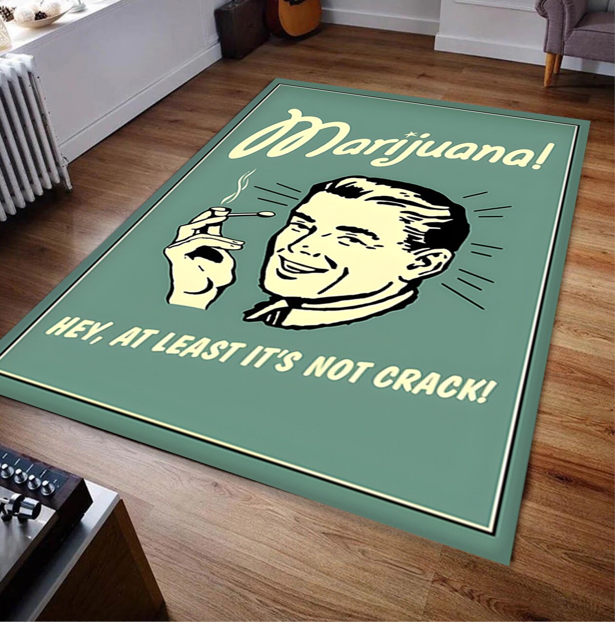 Marijuana Design Rug,weed Head Rug,green Rug, Flowers Rug, Gift for ...