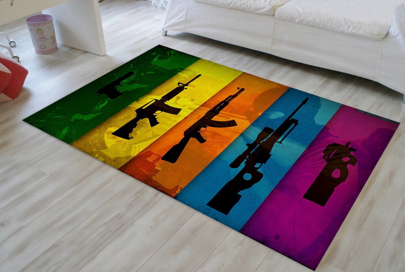 Colorfull Vectoral Design Rug, Guns Rug, M4A1S Rifle Rug, AK-47 Rifle ...
