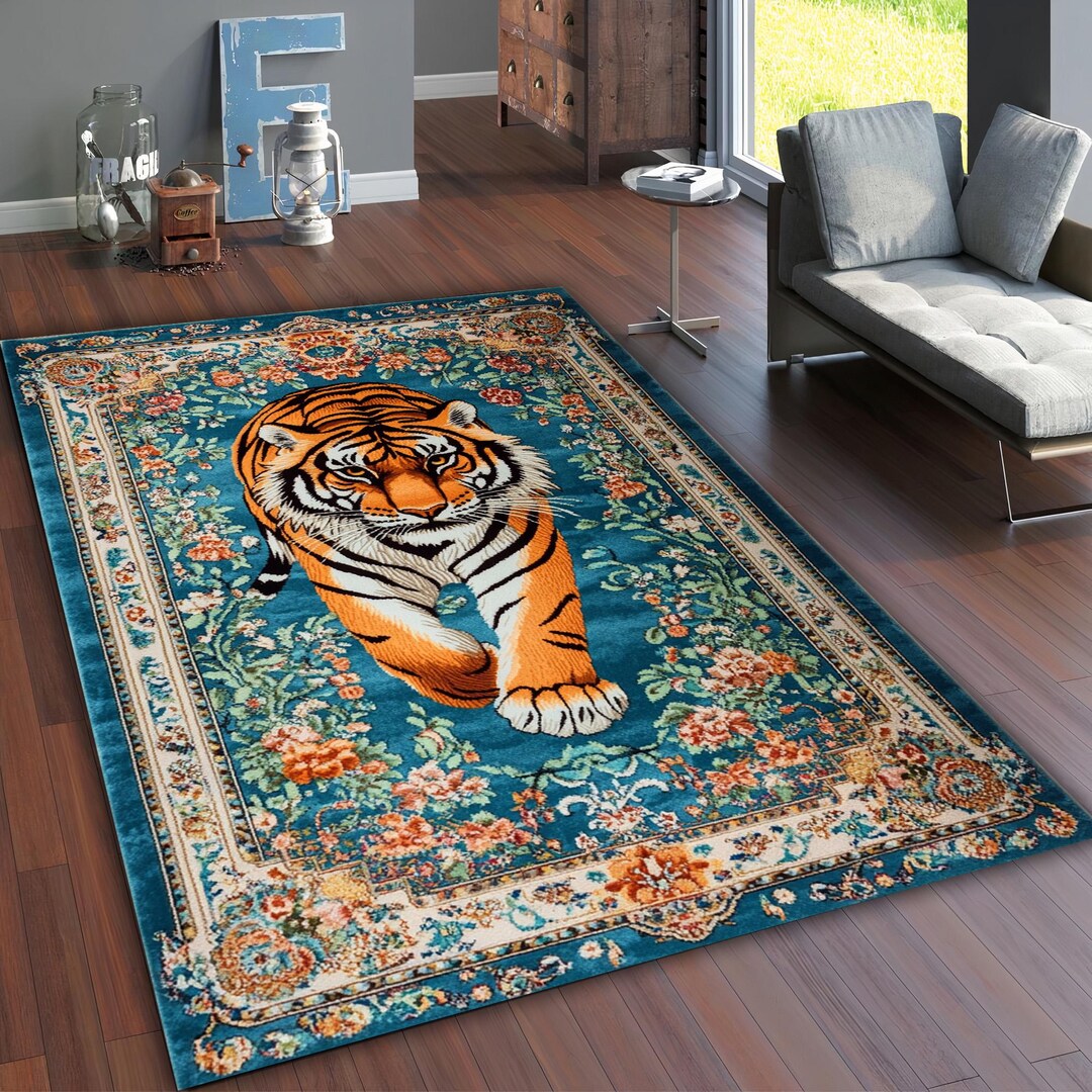 Bengal Tiger Pattern Pop Art Rug, Rugs for Your Living Room, Modern Art ...