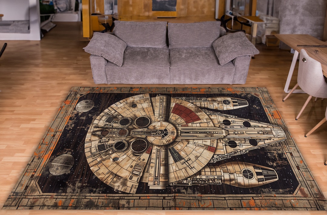 Millenium Falcon Rug, Starwars Rug, Millenium Falcon Shaped, Vintage ...