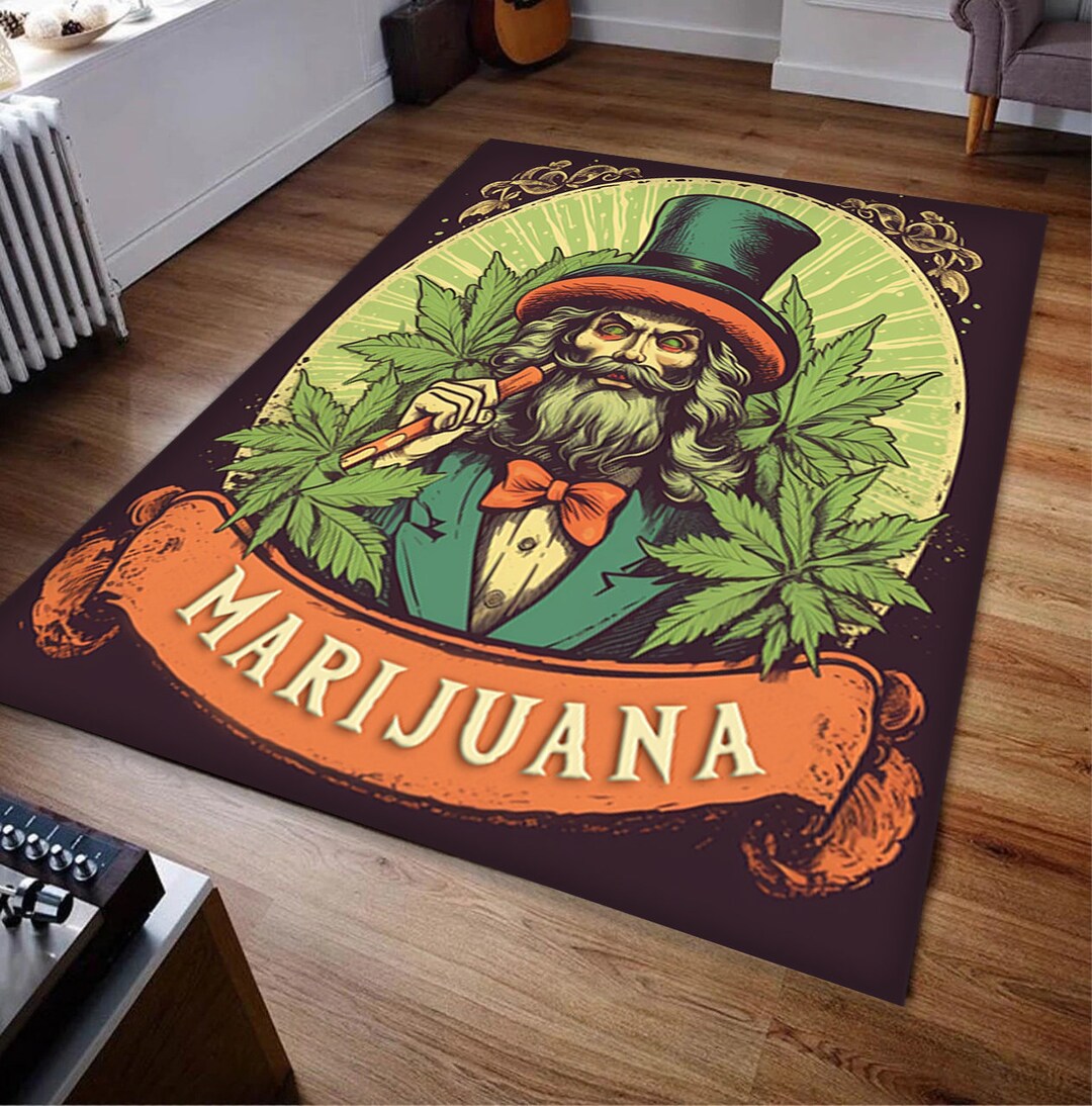 Marijuana Design Rug,weed Head Rug,green Rug, Flowers Rug, Gift for Boys Girls, Cool Rug, for ...