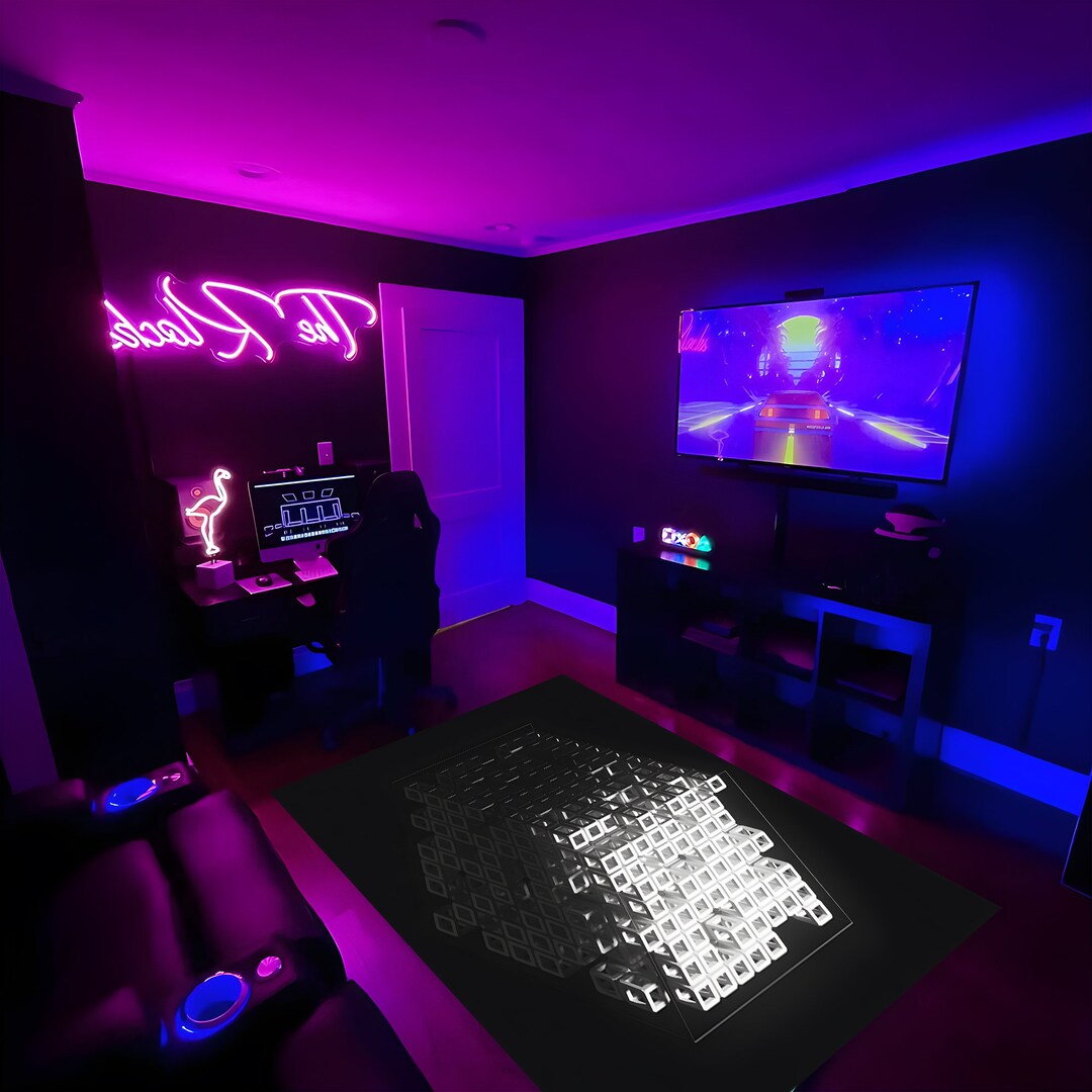 Nft Design Rug,cool Rug,cubes Illusion Rug,black and White Rug ...