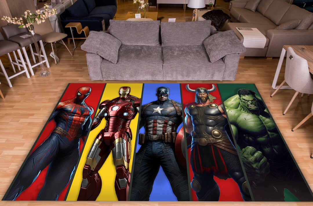 Spider Man,super Heros Rug, Hulk, Super Hero Rug, Iron Man, Kids Room ...