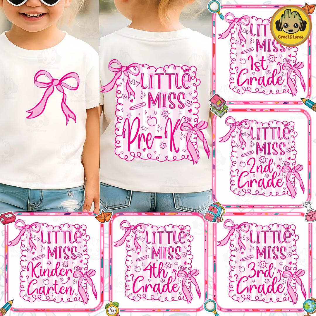 Bundle Little Miss Back to School Png, Preppy Grades Level PNG ...