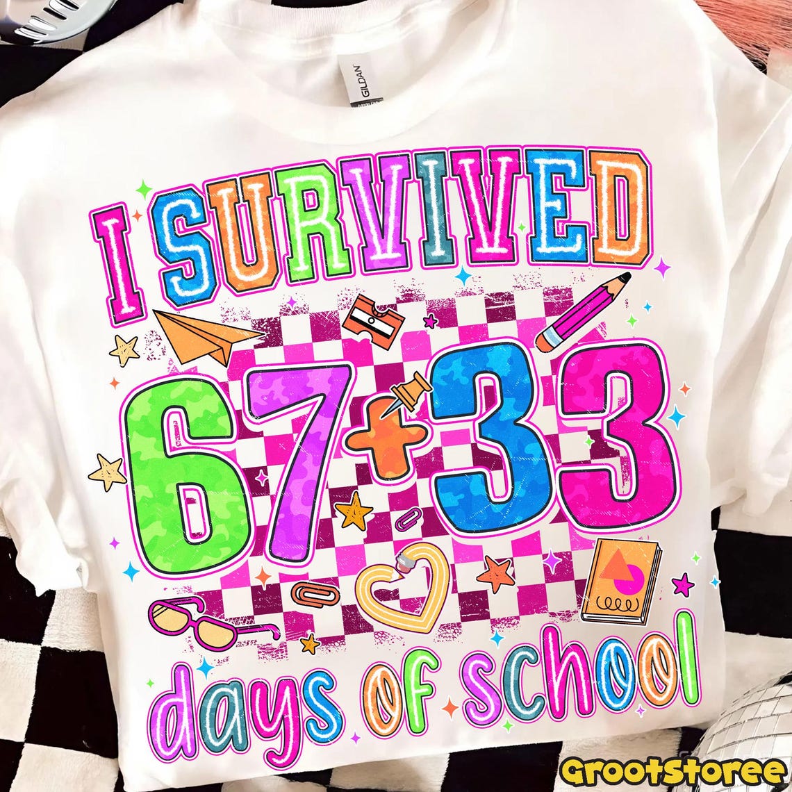 I Survived 100 Days of School Png, Funny Neon 67 Days of School Png ...