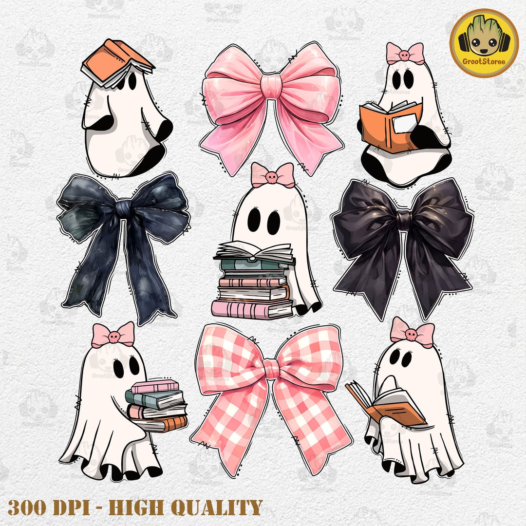 Spooky Ghost Halloween Png, Halloween Coquette Png, Cute Ghost Teacher ...