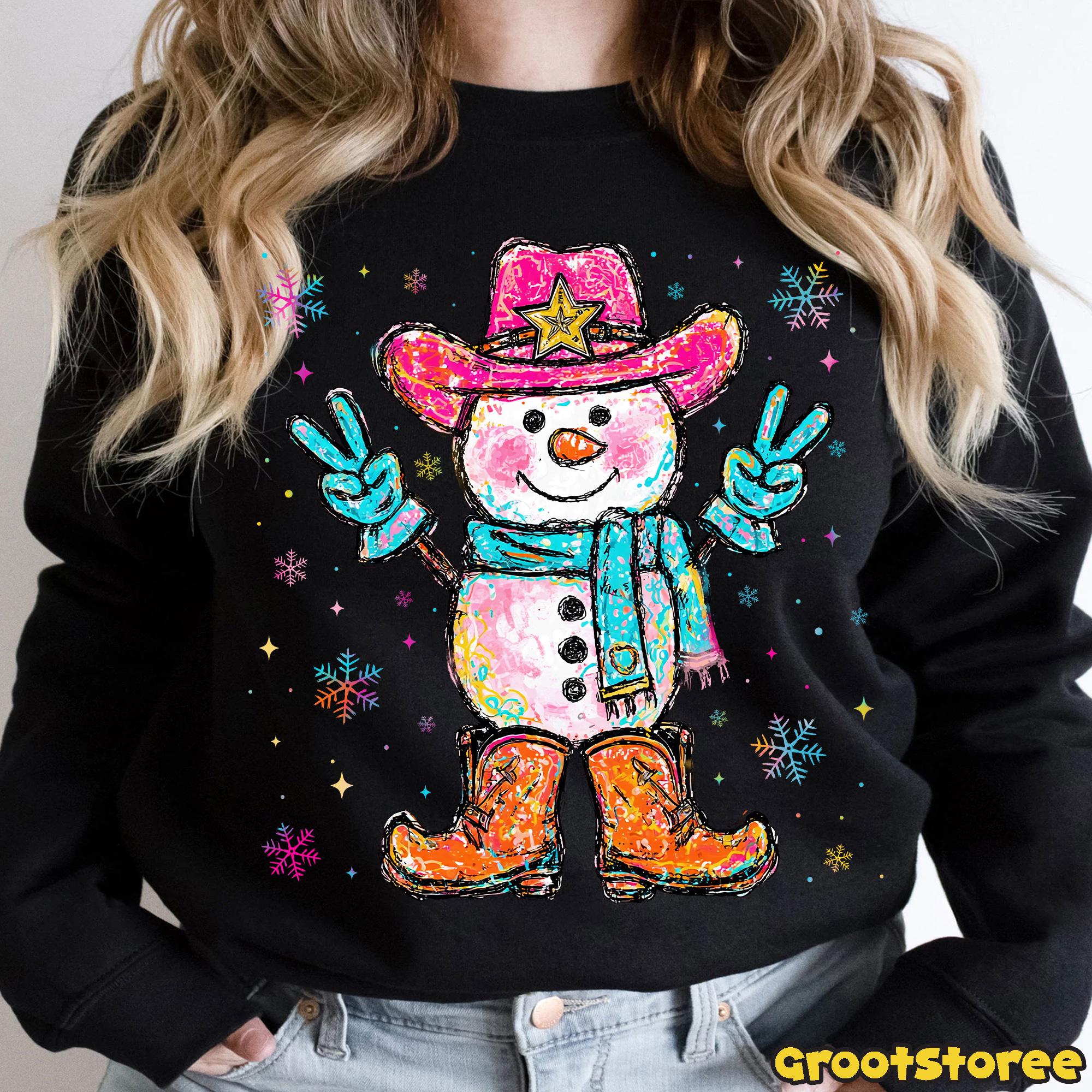 Preppy Western Christmas Png, Preppy Western Snowman PNG, Girly Pink ...
