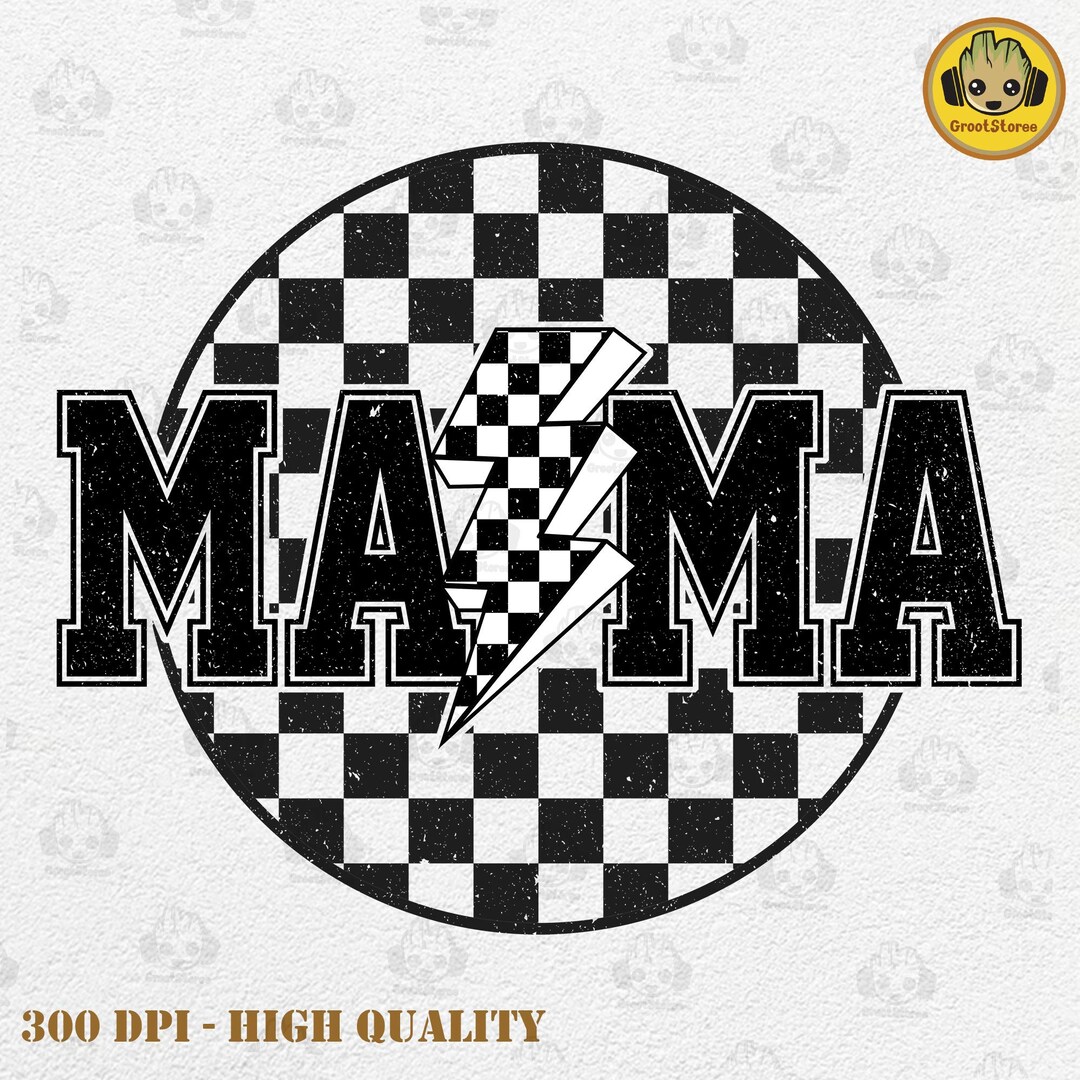 Checkered Lightening Retro Mama Png, Mama Checkered Png, Momlife Png ...