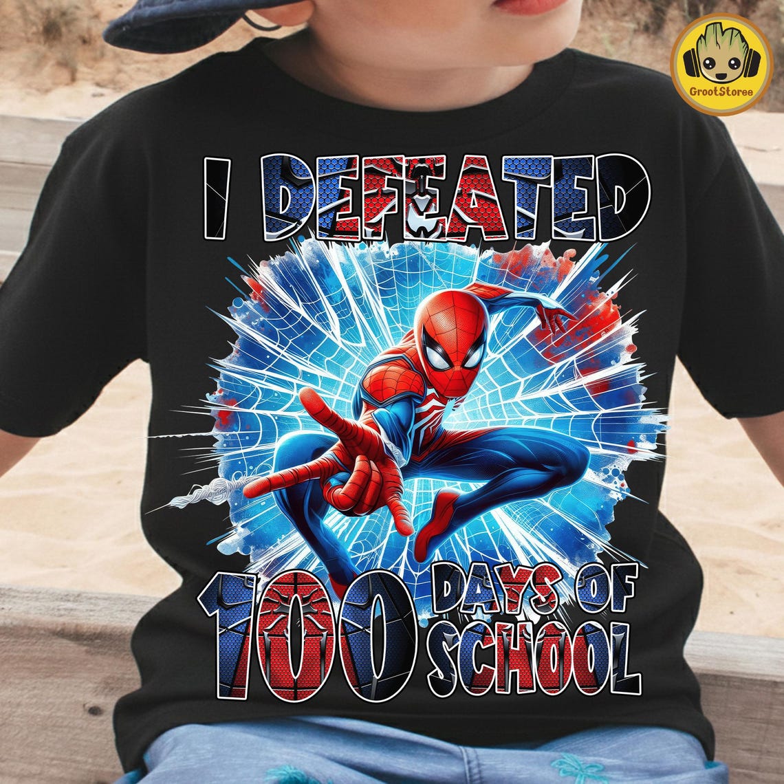I Defeated 100 Days of School Png, Spider Cartoon Character Png, 100 ...
