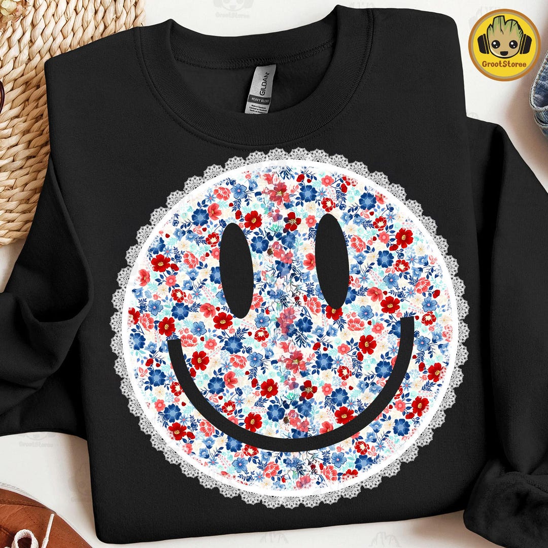Lace Smiley 4th of July Png, Lace Smiley PNG, Coquette Girly Lacey ...