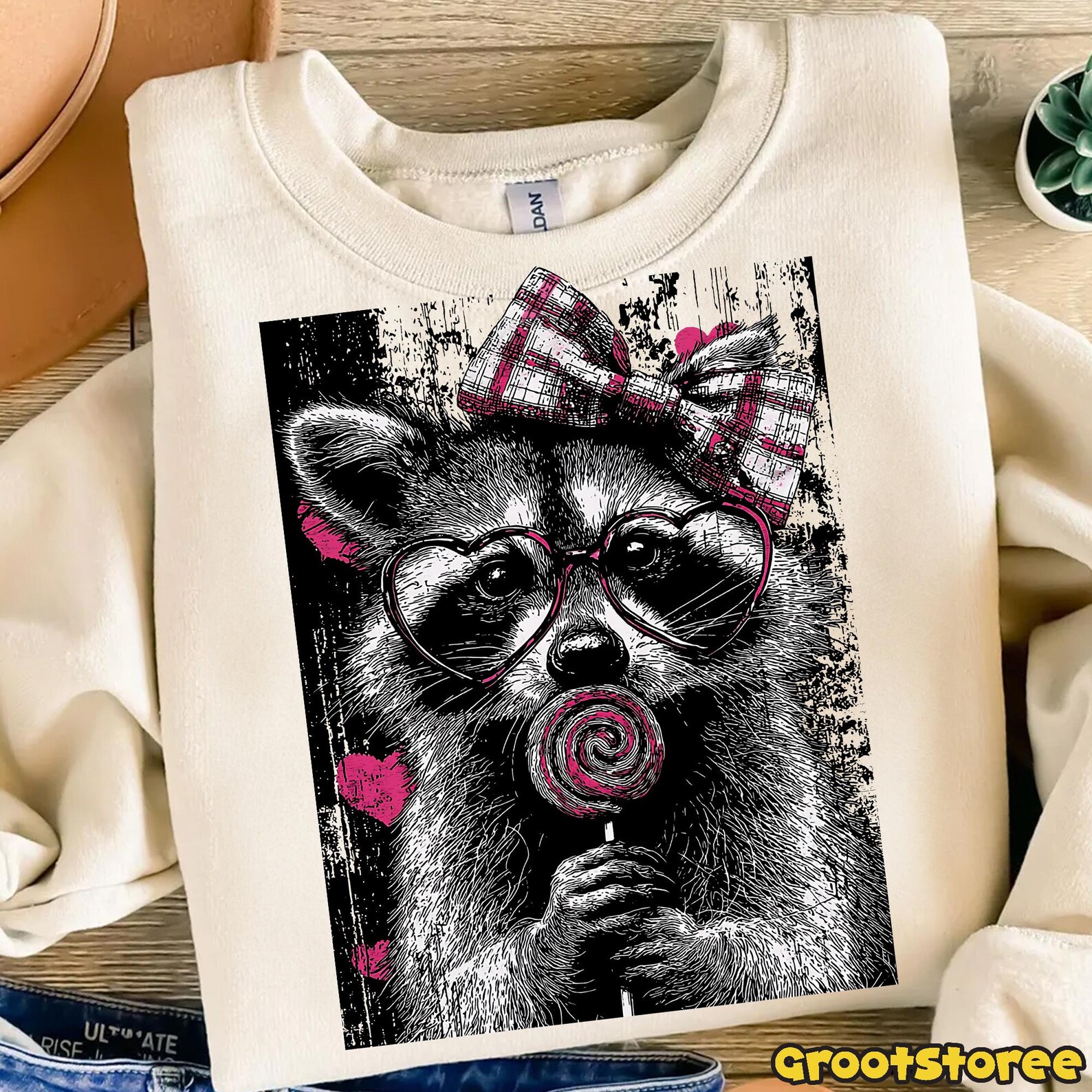 Vintage Animal Shirt Design PNG, Retro Valentine Raccoon Shirt Png ...