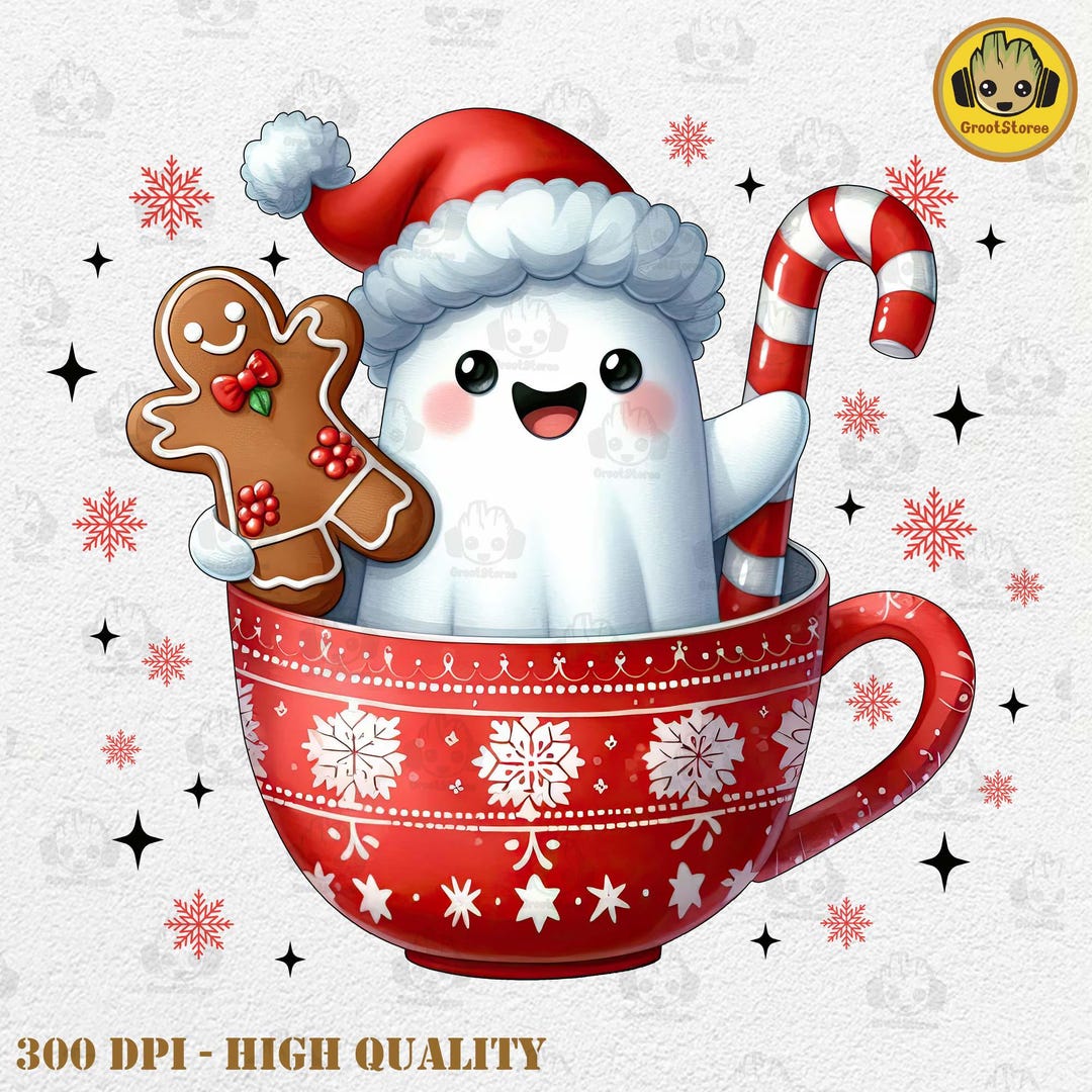 Christmas Boojee Ghost Png, Cute Christmas Ghost Png, Retro Christmas ...