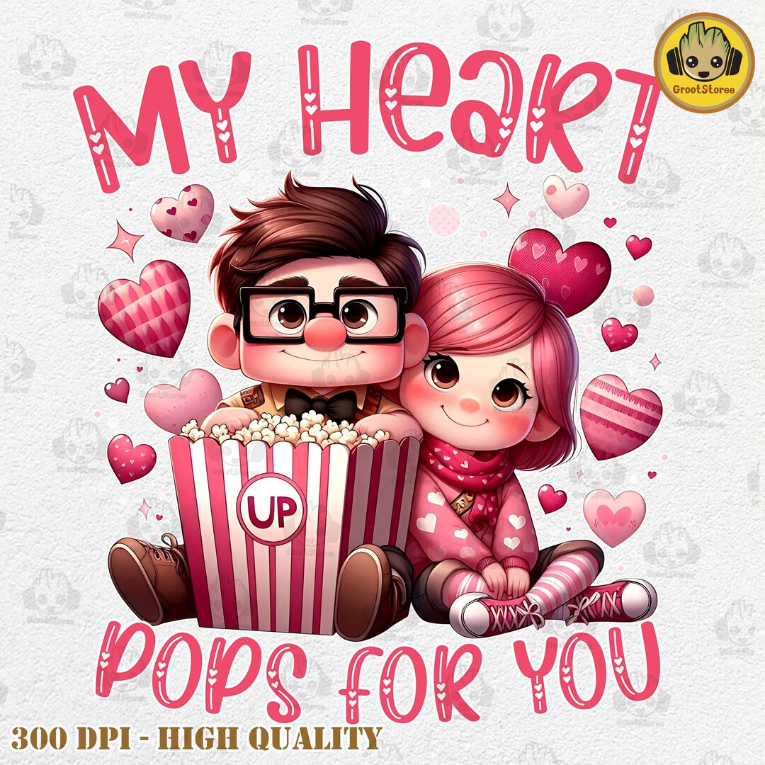 My Heart Pops for You Valentine Cartoon Png, Valentine Couple Matching ...