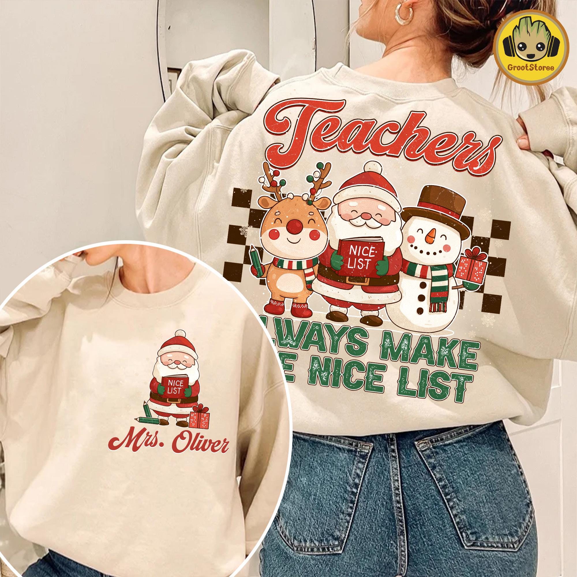 Custom Teacher Christmas Png, Teachers Always Make the Nice List Png ...
