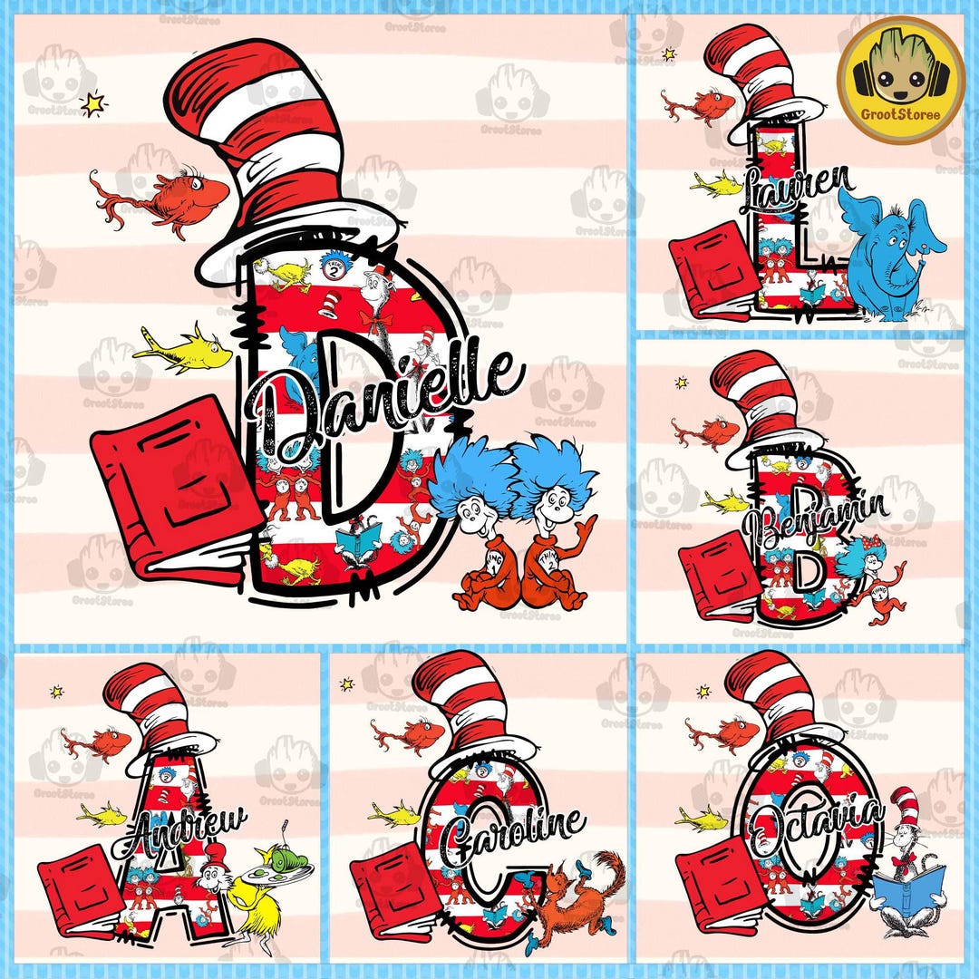 Alphabet Read Across America Letters Png Bundle, Custom Your Own Name ...