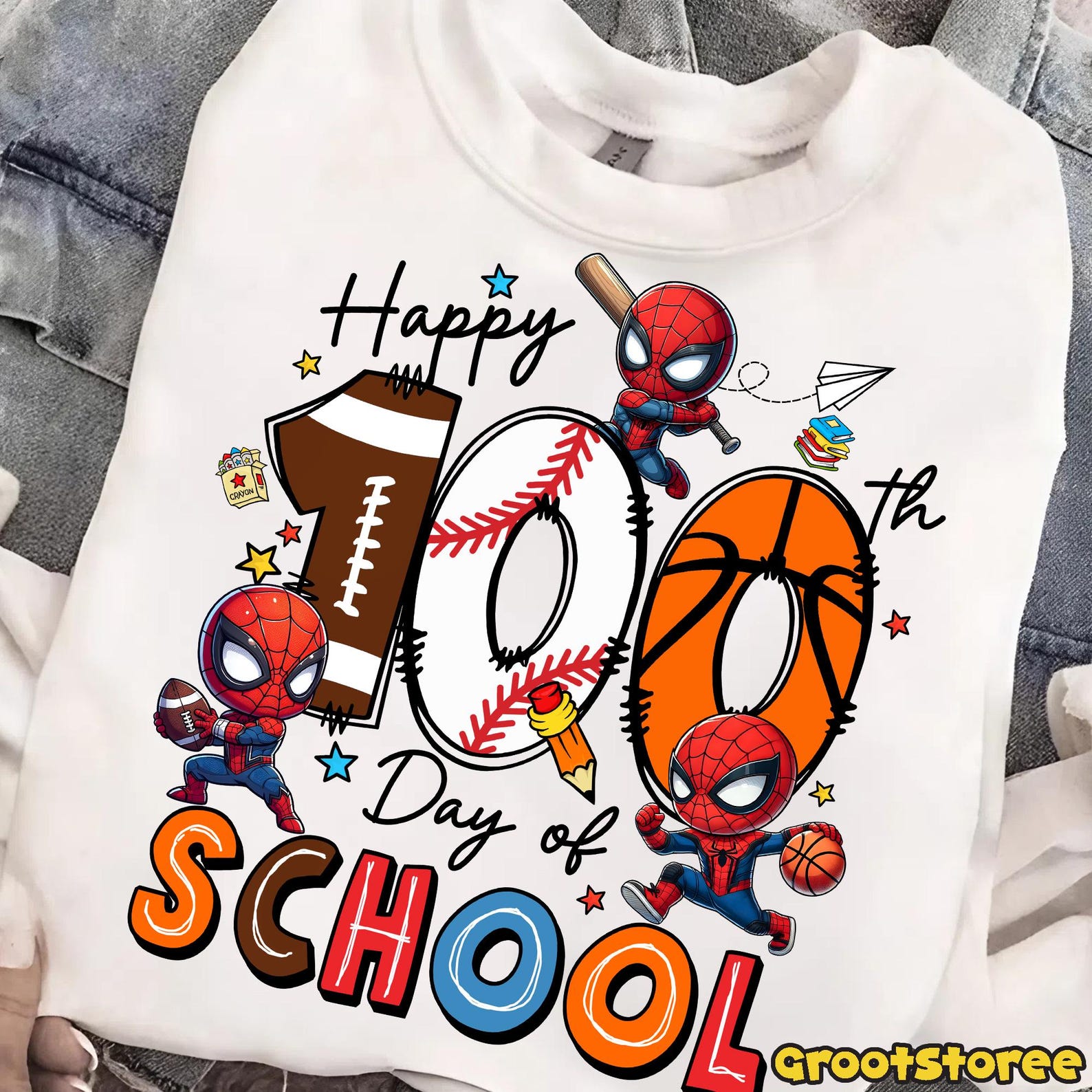 Cartoon 100th Day of School PNG, Sport Movie Style School Design, 100 ...