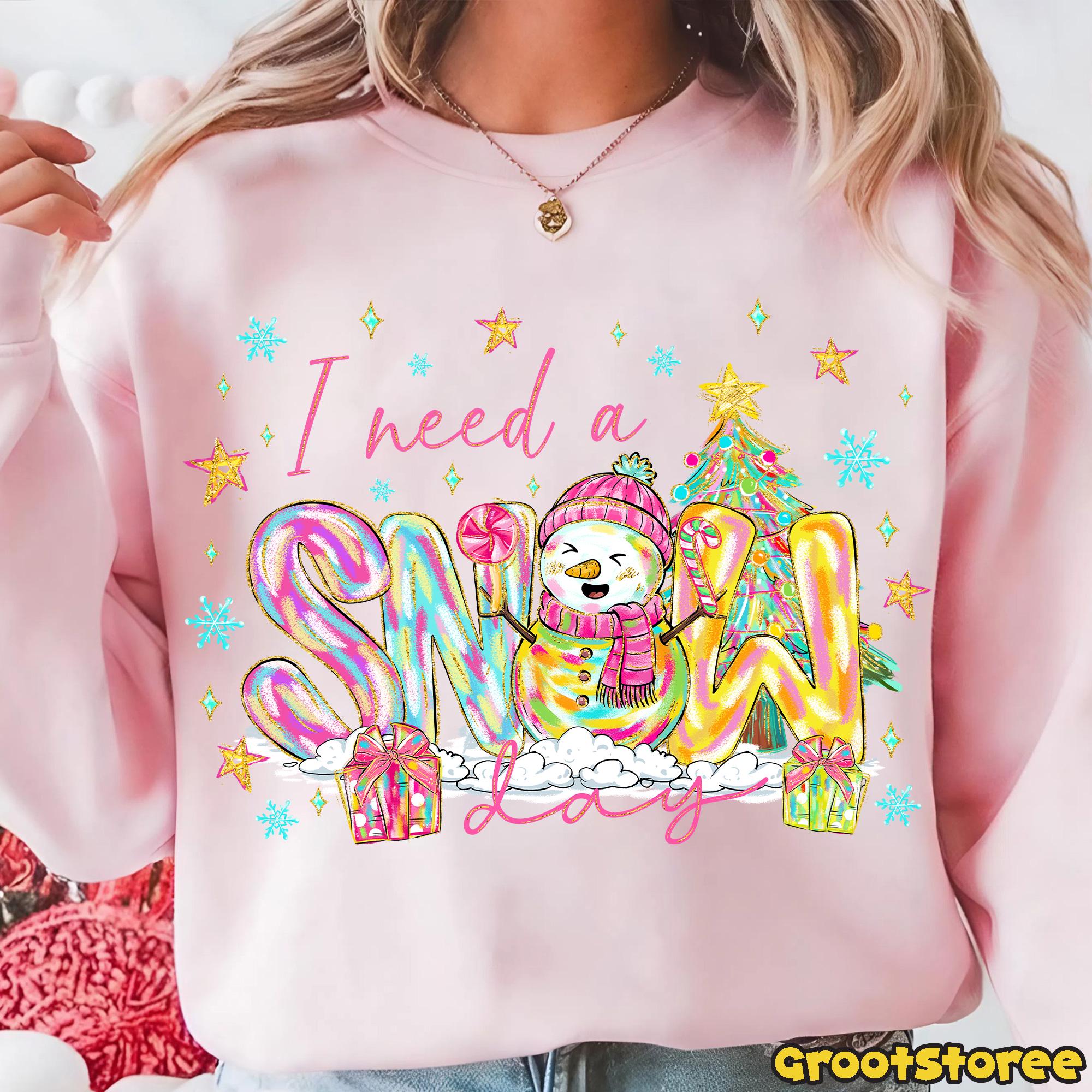 I Need A Snow Day PNG, Retro Brushstroke Snowman PNG, Trendy Cozy ...