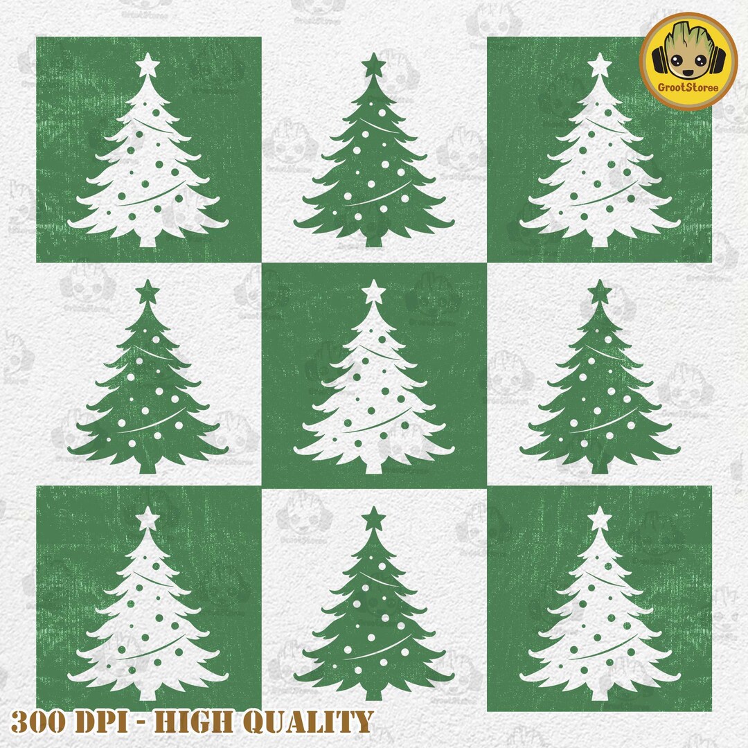 Retro Checkered Christmas Tree Png, Trendy Distressed Christmas Png ...