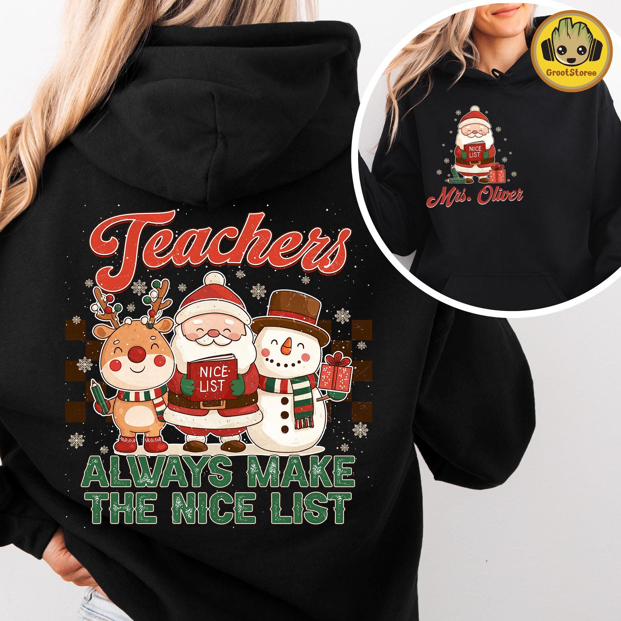 Custom Teacher Christmas Png, Teachers Always Make the Nice List Png ...