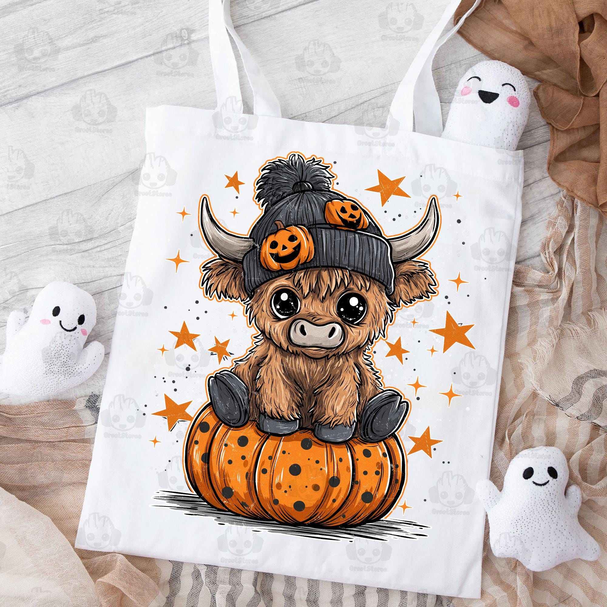 Retro Halloween Highland Cow Png, Moo I Mean Boo Png, Funny Fall ...