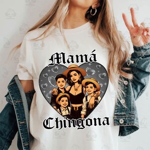 Mama Chingona Chicano Mom 3 Kids Png, Chibi Style Latina Mother's Day ...