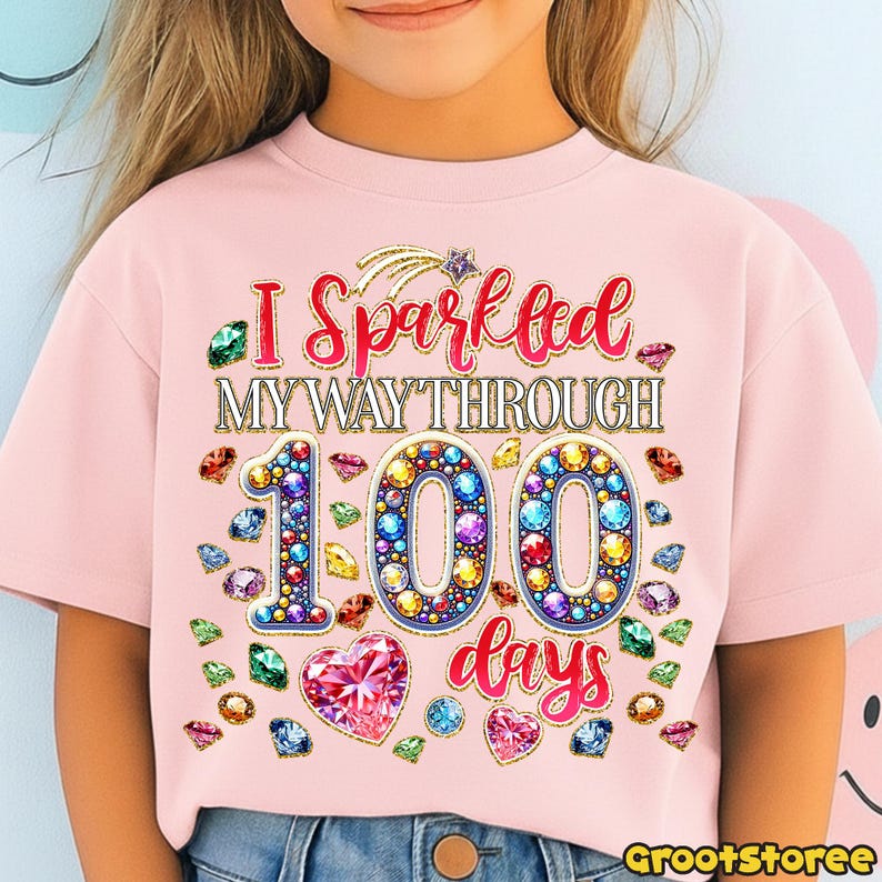 100 Days Brighter Sparkling Png, Happy 100 Days of School Png ...