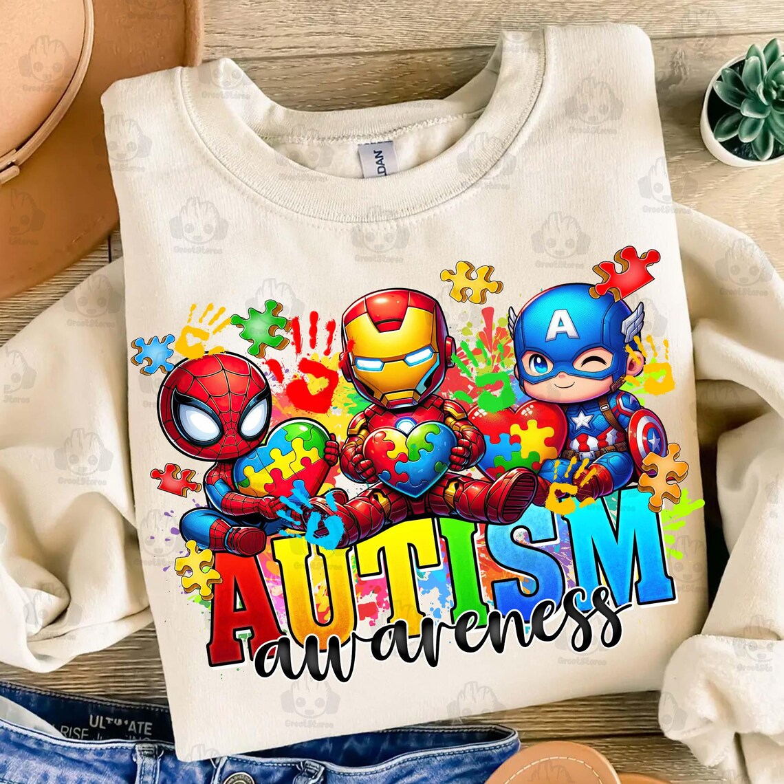 Autism Squad Superhero Cartoon Png, I Wear Blue for Autism Awareness ...