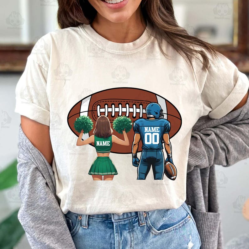 Custom Football Player Cheerleader Png Bundle, Custom Football Season ...