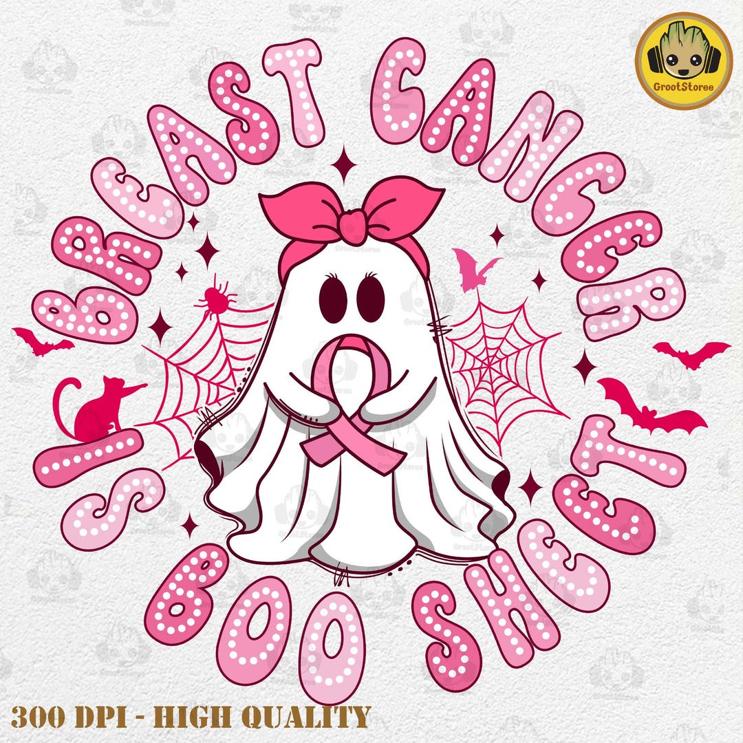 Breast Cancer is Boo Sheet Png, Retro Breast Cancer Png, Ghost Ribbon ...