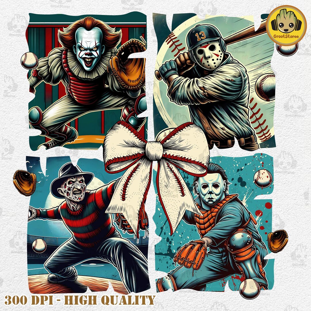 Horror Baseball Png, Scary Movie Character Png, Baseball Png, Scary Baseball Mom Png, Retro ...