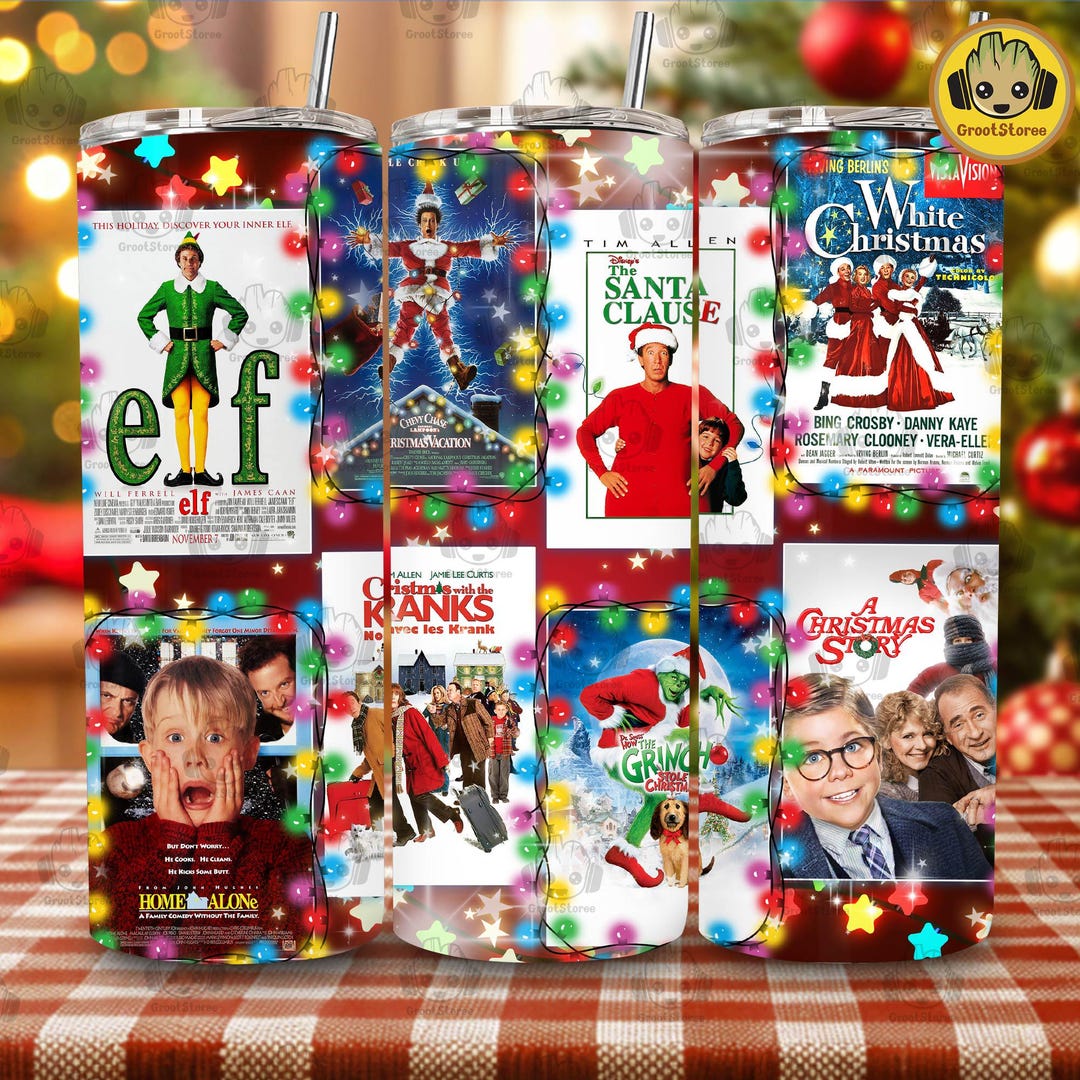 Christmas VHS Movies Friends 20oz Tumbler Wrap, 90s Christmas Comedy ...