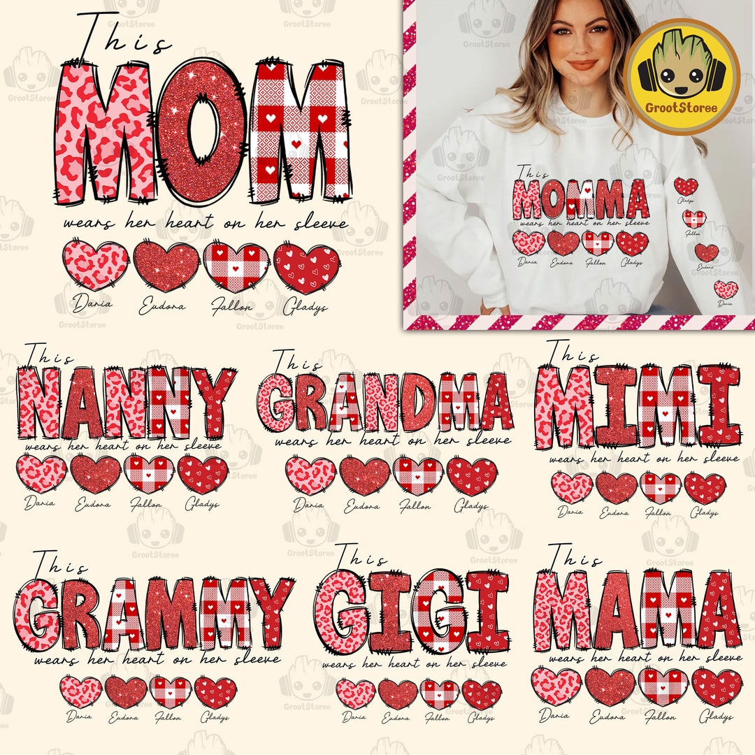 CUSTOM This Mama/ Mimi/nana/ Gigi Loves Her Hearts on Her Sleeve Png ...
