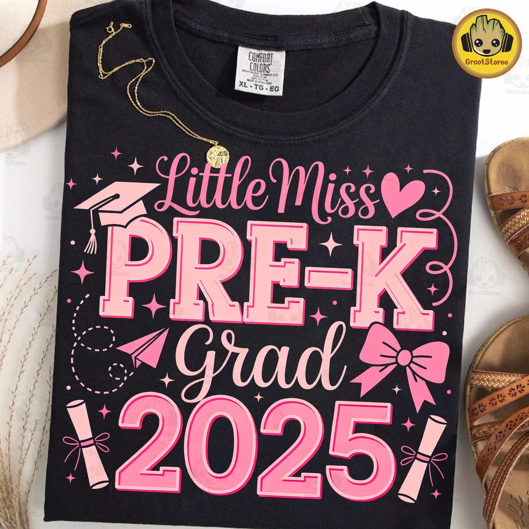 Little Miss Pre-k Grad 2025 Png, Girl Graduation Shirt Design, Pink ...