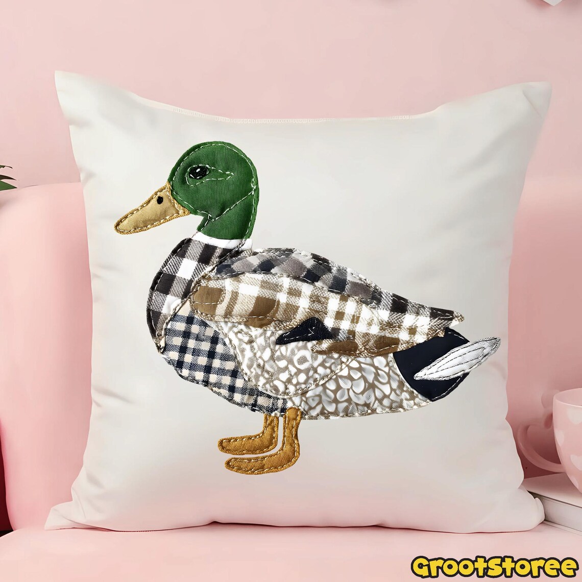 Mallard Duck Patchwork PNG, Granny Core Duck PNG, Vintage Farmhouse ...