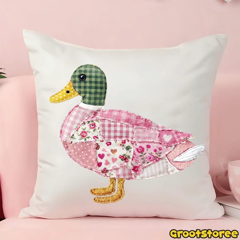 Quilted Mallard Duck PNG, Patchwork Grandma Core Duck PNG, 90s Quilt ...