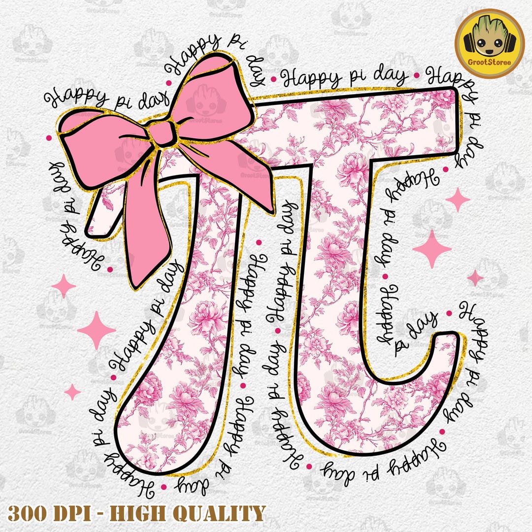 Pink Chinoiserie Pi Day Coquette Png, Teacher Math Png, Pi Day Bow Png ...
