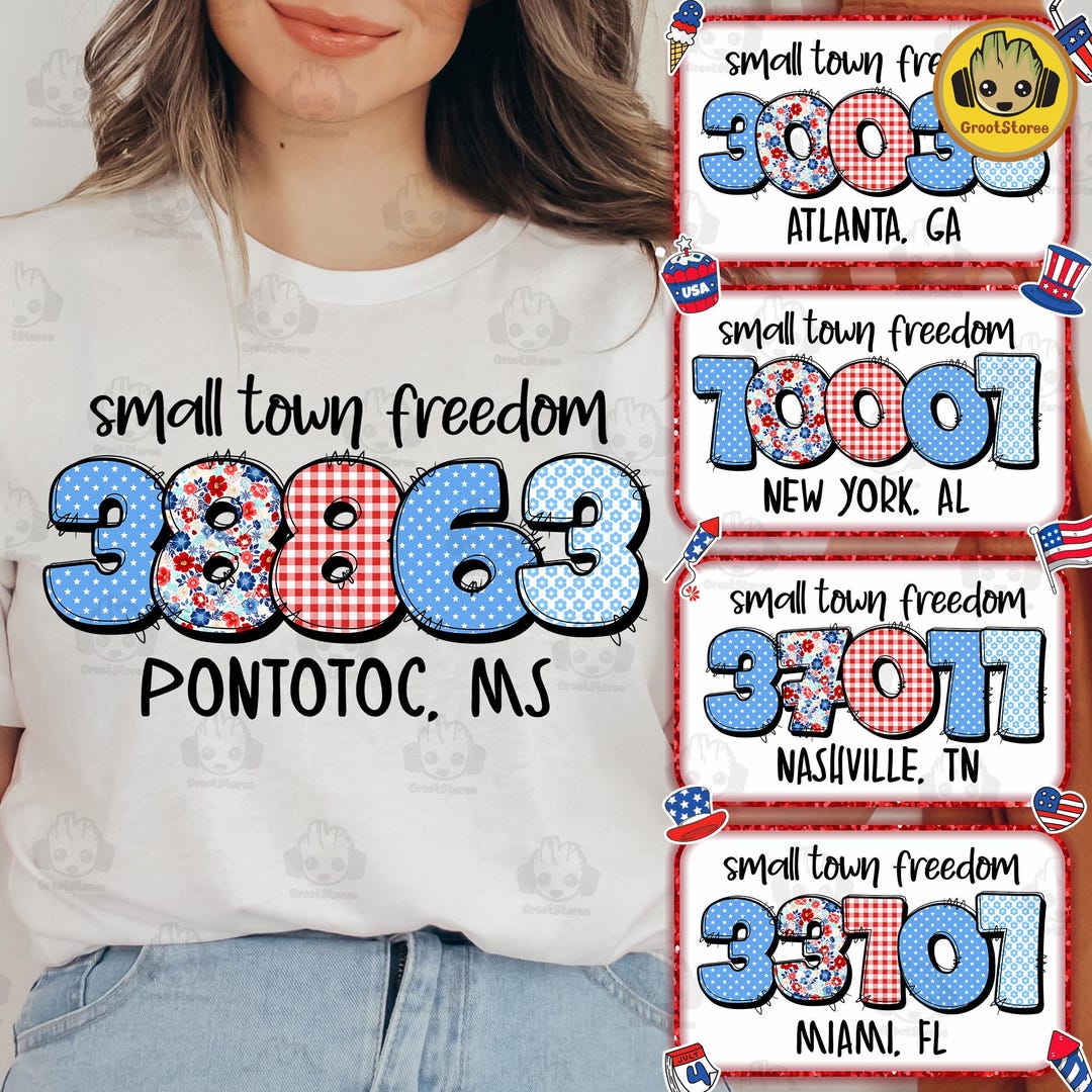 Custom Small Town Freedom Zip Code PNG, Personalized Zip Code USA Png ...