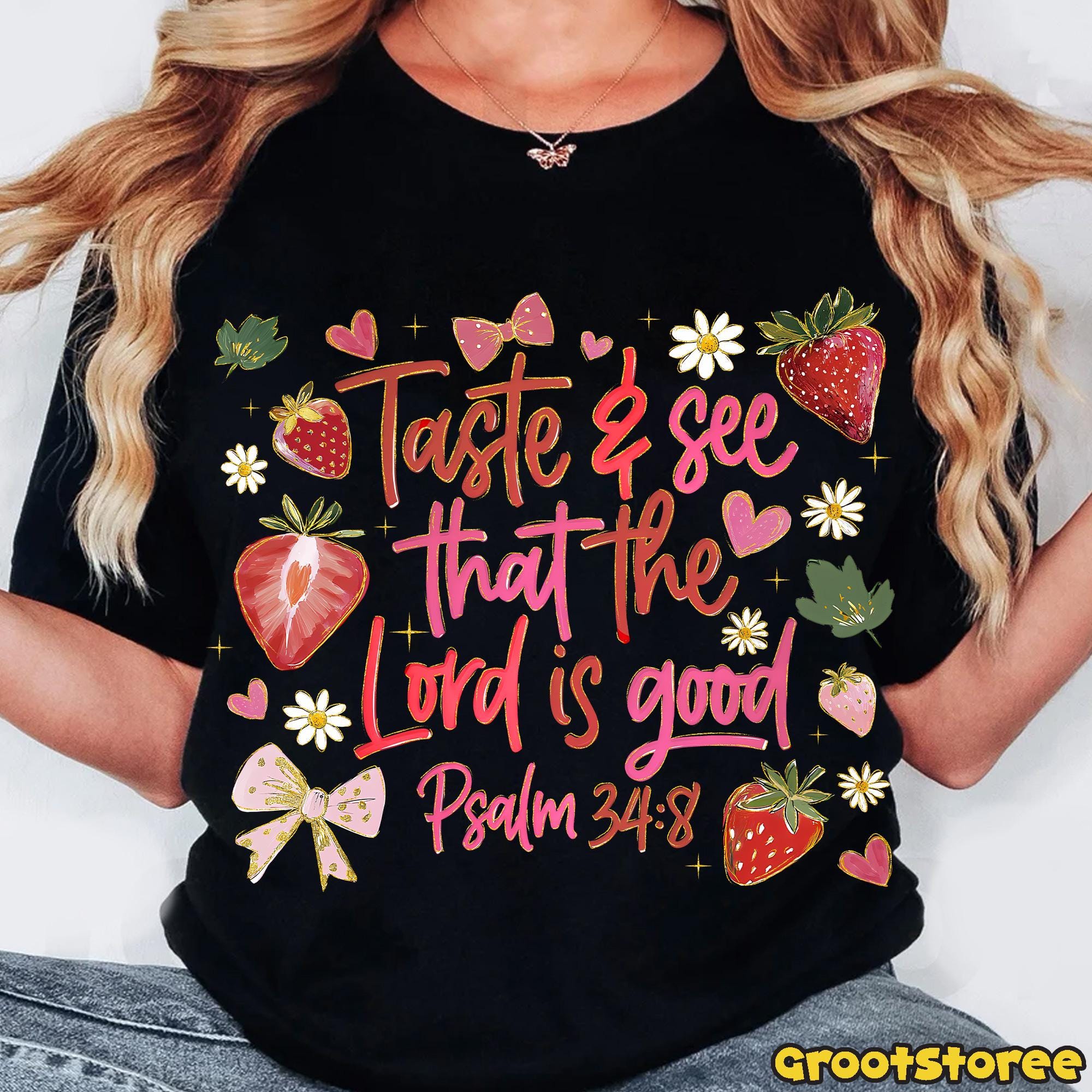 Taste and See the Lord is Good Strawberry PNG, Bible Verse Strawberry ...