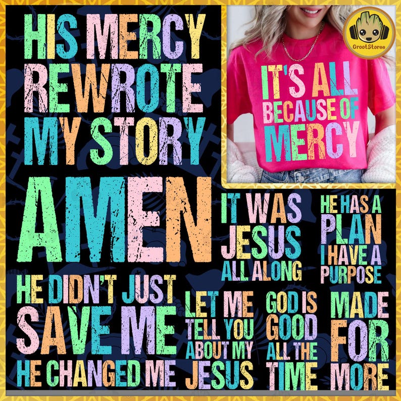 10 Jesus Png Bundle, His Mercy Rewrote My Story Png, It's Was Jesus All ...