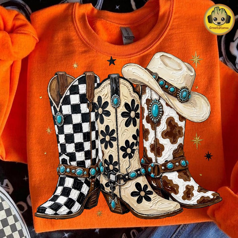 Cowboy Boots PNG, Western Cowgirl Design, Leopard Print Brushstroke PNG ...