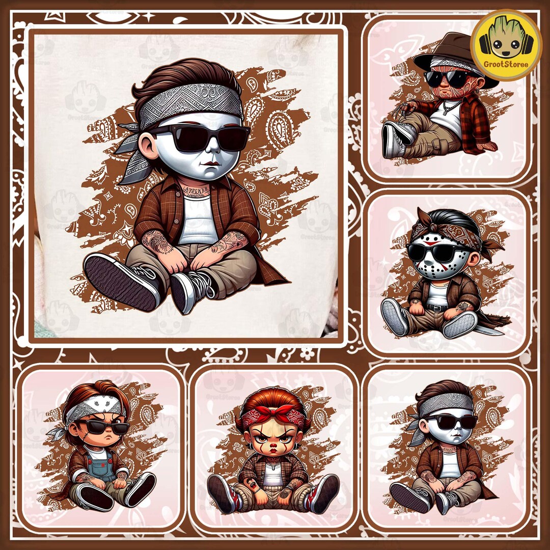 Chicano Halloween Character Png Bundle, Thug Life Horror Movie Png ...