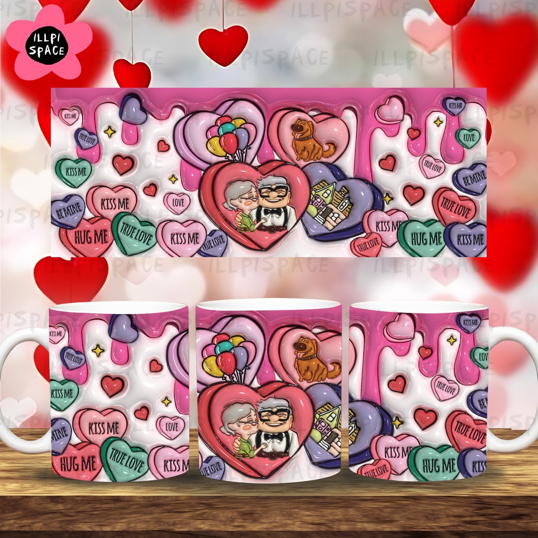3D Inflated Cartoon Couples Valentine Mug, Love Heart Valentine Mug ...
